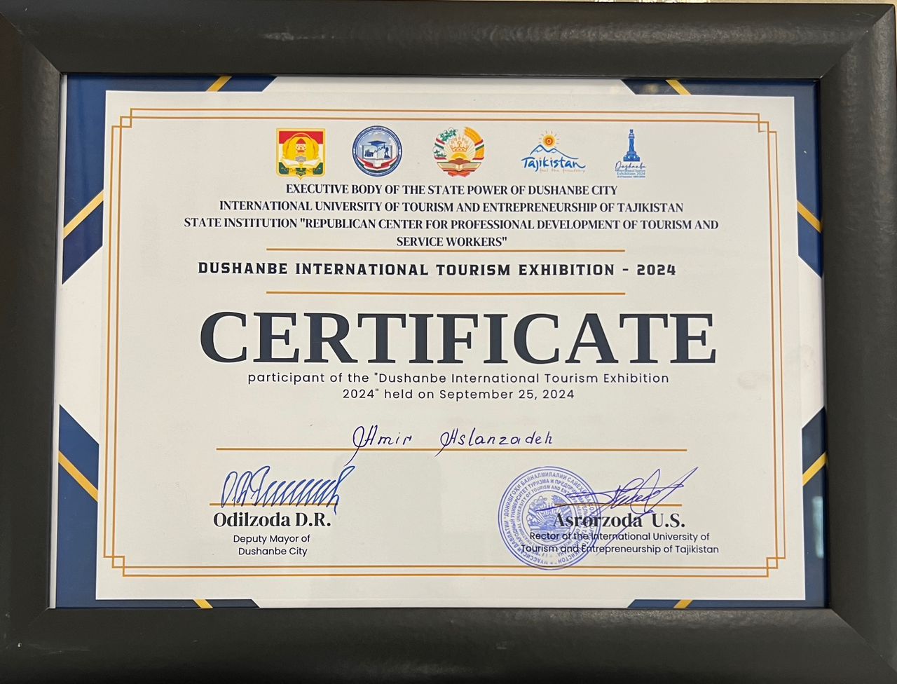 گواهینامه حضور و مشاركت در برگزاری اولين نمايشگاه بين المللي گردشگري ...